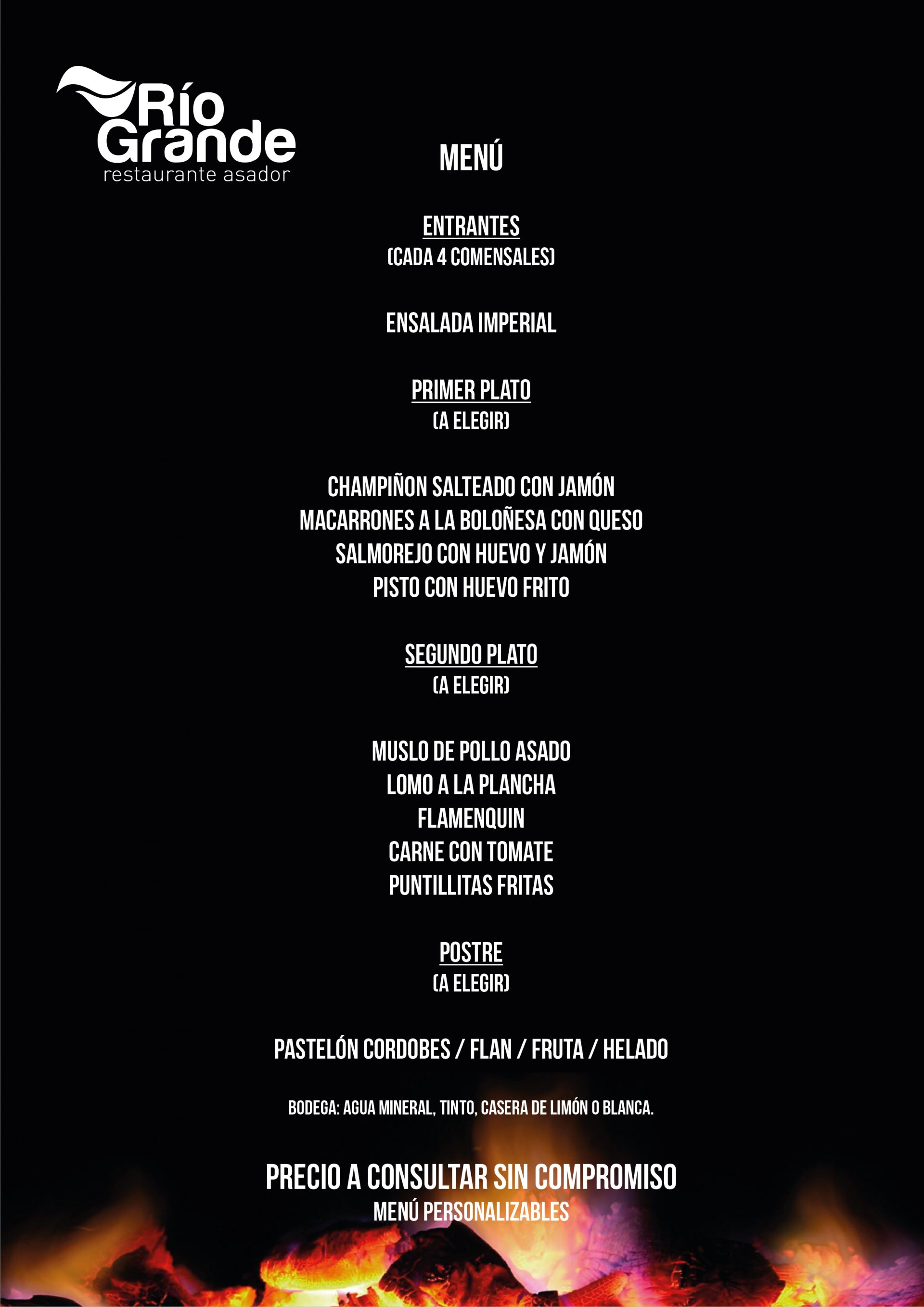 Menús para Grupos - Restaurante Asador Rio Grande - Córdoba